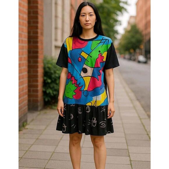 Dresses | Vintage Ahni Art Dress Abstract Print Wearable Art 8s90s ...